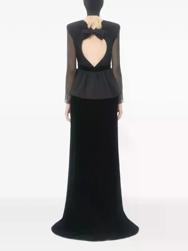 Valentino Garavani Sablé Velvet Long Dress With Duchesse Bow Detail