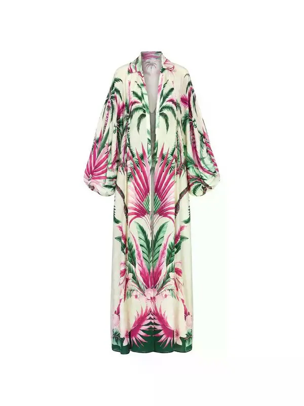 F.R.S FOR RESTLESS SLEEPERS Europa Palm-print Maxi Dress - Neutrals
