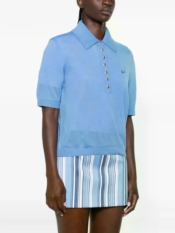 Maje Short-sleeve Knitted Polo Top