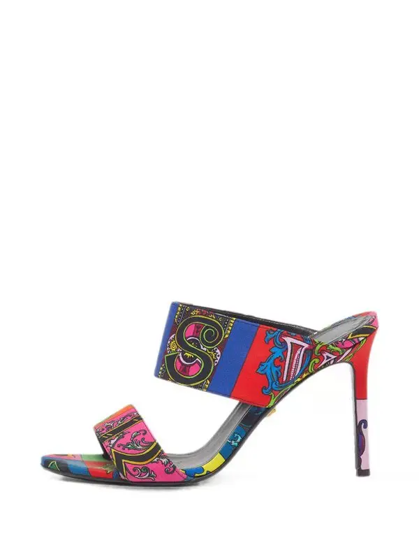 Versace Baroque Print Stiletto Heeled Sandals - Red