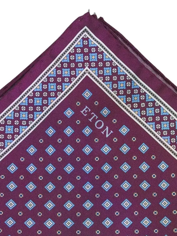 Eton Geometric-print Logo Pocket Square