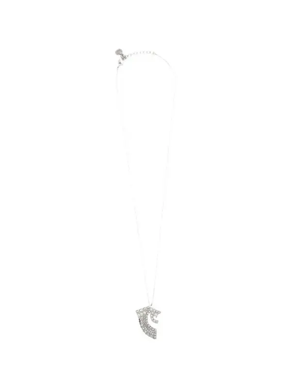 FERRAGAMO Crystal-embellished Gancini Pendant Necklace - Silver