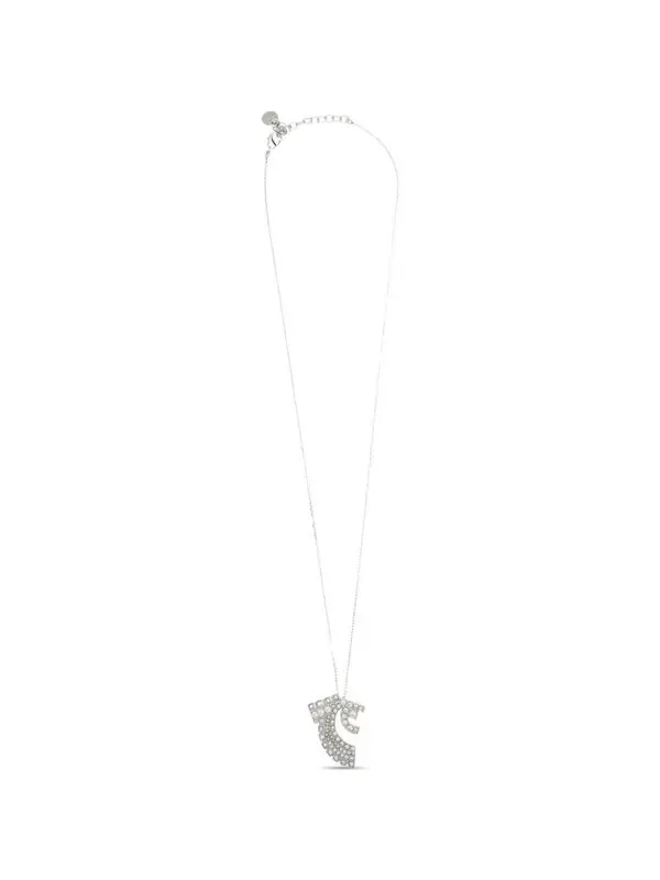 FERRAGAMO Crystal-embellished Gancini Pendant Necklace - Silver