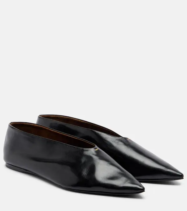 Khaite Miriam Leather Ballet Flats - Black