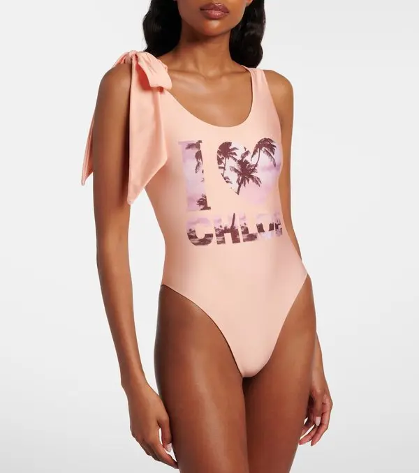 Chloé Printed One Piece Swimsuit - Orange