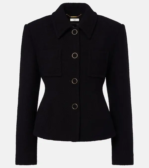 Chloé Textured Wool-blend Jacket - Black