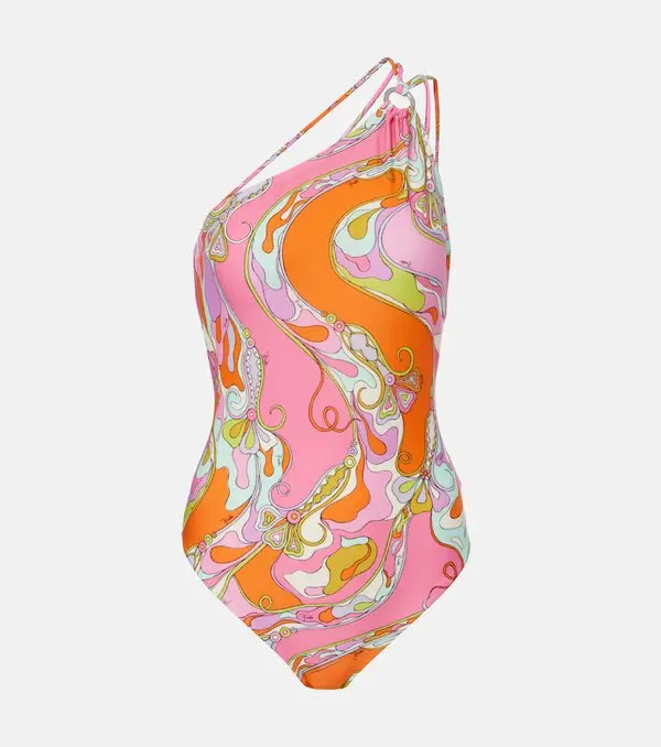 Emilio Pucci Orchidee One-shoulder Swimsuit - Pink