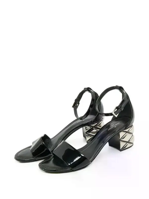 LOUIS VUITTON Ankle-strap Leather Heeled Sandals