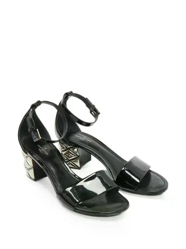 LOUIS VUITTON Ankle-strap Leather Heeled Sandals