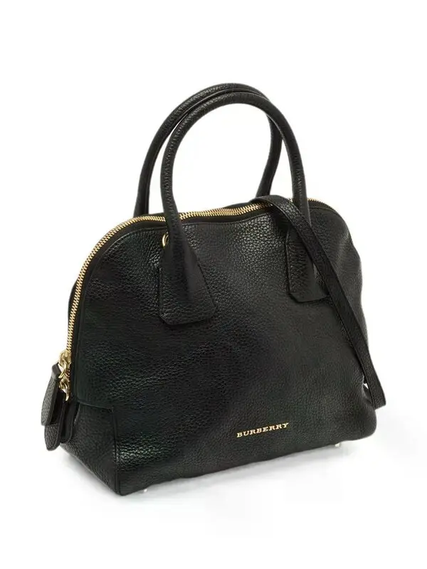 Burberry Greenwood Grained Leather Satchel Bag - Black