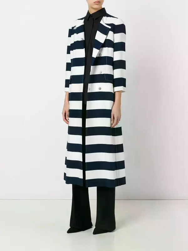 Dolce & Gabbana Striped Silk Blend Coat - Blue