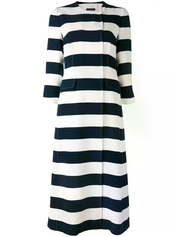 Dolce & Gabbana Striped Silk Blend Coat