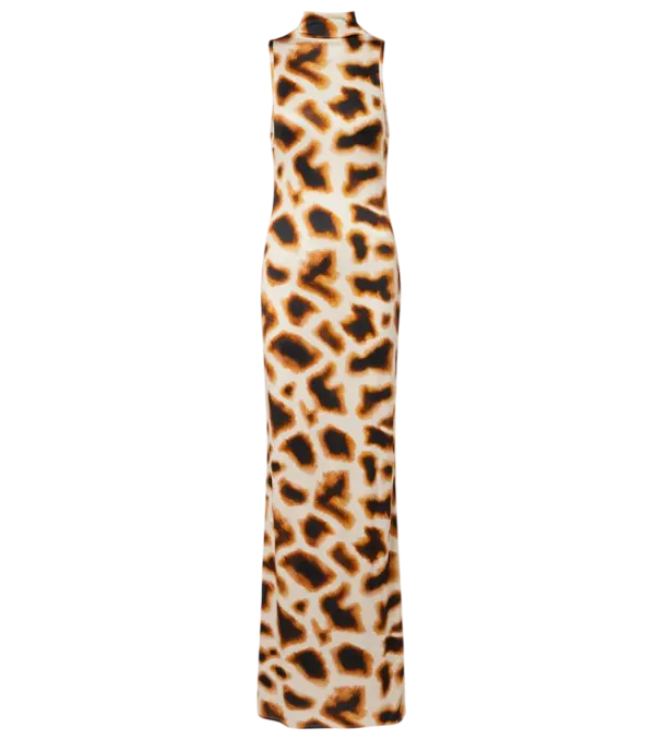 Christopher Esber Sleeveless Maxi Dress With Animal Print - Beige