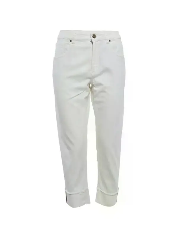 Brunello Cucinelli Cropped Raw Edge Hem Jeans - Neutrals