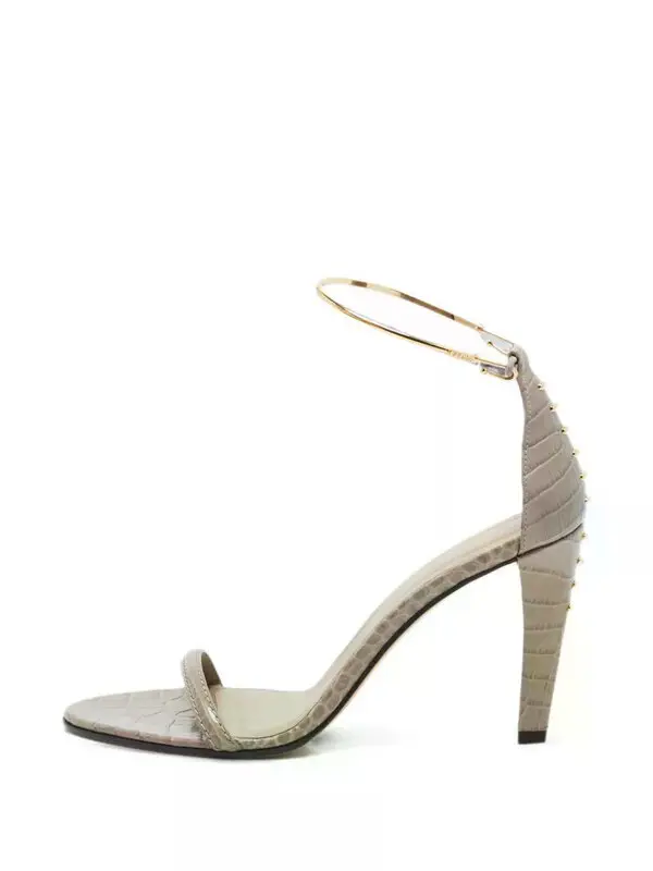 Fendi Leather Croc-embossed Ankle-strap Stiletto Sandals