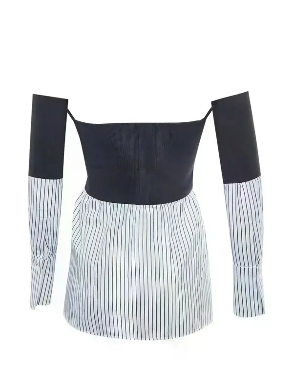 Victoria Beckham Striped Off-shoulder Top