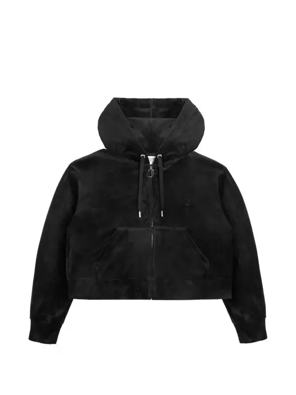 Juicy Couture Diamanté-embellished Cropped Hoodie - Black
