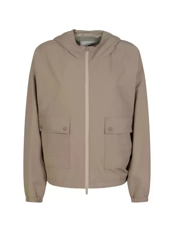 Peserico Beige Hooded Zip-up Jacket