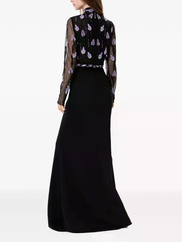 DINA MELWANI Amethyst Embroidered Maxi Dress