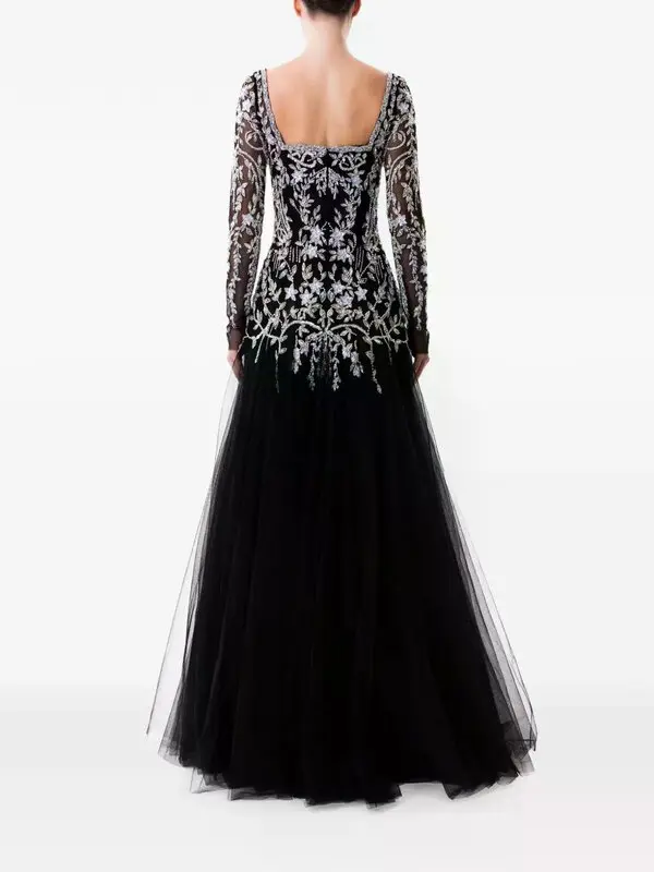DINA MELWANI Embellished Tulle Maxi Dress