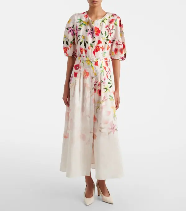 Gabriela Hearst Ignis Floral Linen Midi Dress - Multicoloured