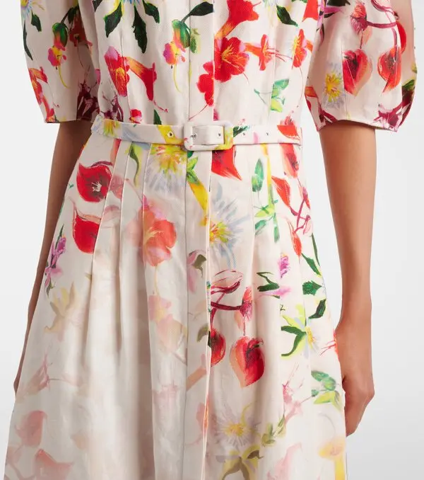 Gabriela Hearst Ignis Floral Linen Midi Dress - Multicoloured