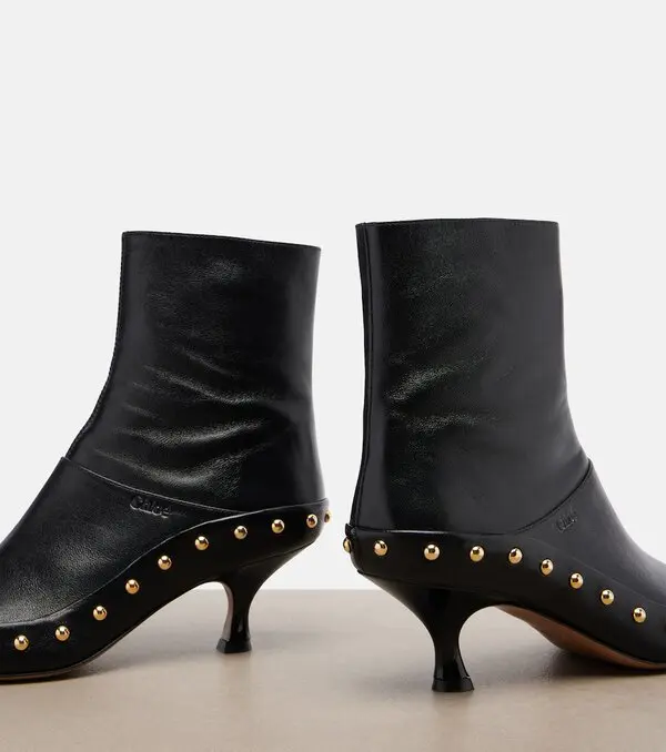 Chloé Junie Studded Leather Ankle Boots