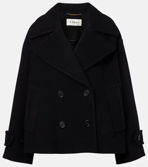 Chloé Double-breasted Wool-blend Peacoat - Black