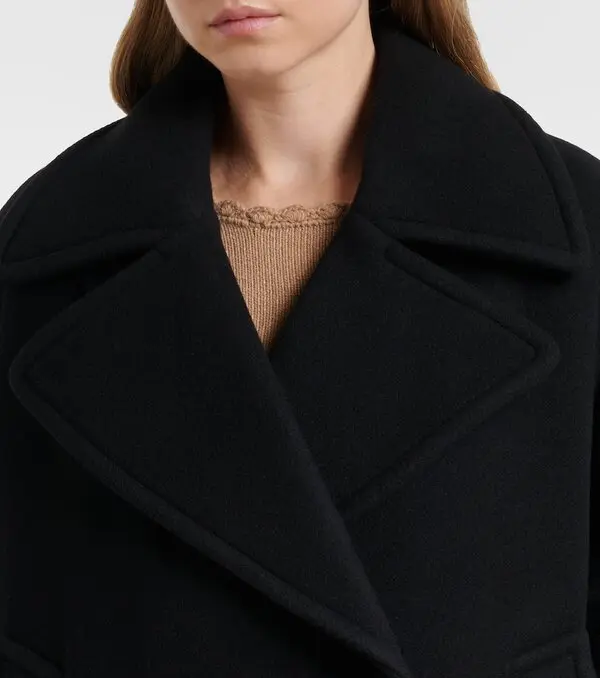 Chloé Double-breasted Wool-blend Peacoat - Black