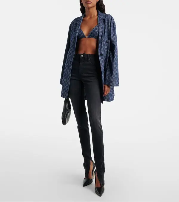 Gucci Gg Denim Jacquard Bra Top
