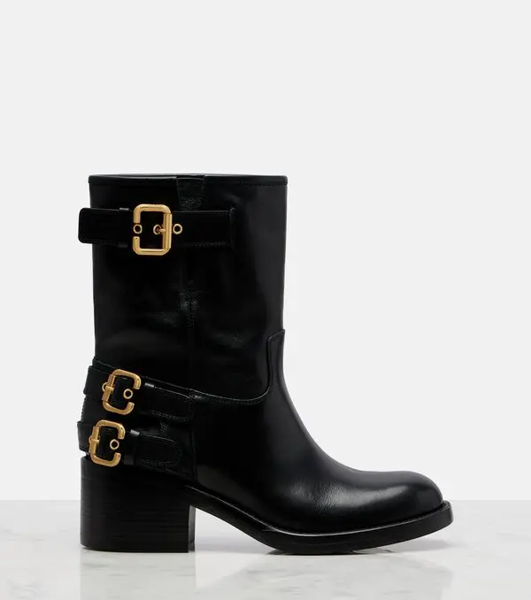 Chloé Dakota Leather Biker Boots - Black
