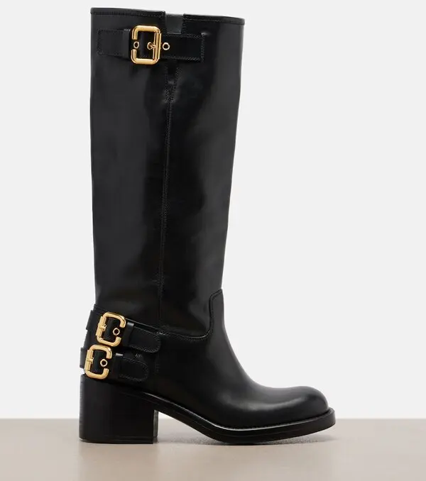Chloé Dakota Leather Biker Boots With Buckle Fastening