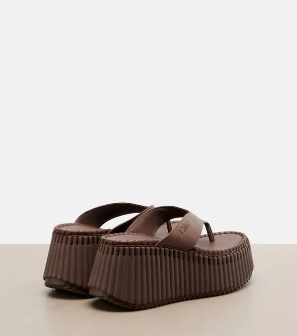 Chloé Nama Leather Platform Thong Sandals