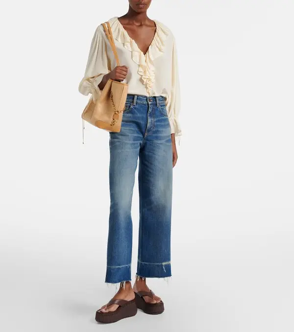Chloé Nama Leather Platform Thong Sandals