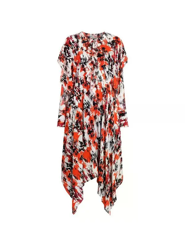 Roberto Cavalli Printed Silk Crepe Midi Dress - White