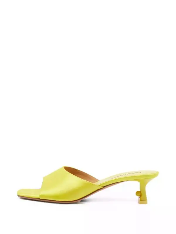 Off-White Single Toe Strap Slip-on Heeled Sandals