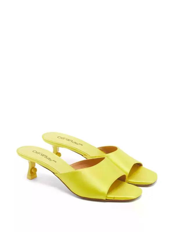 Off-White Single Toe Strap Slip-on Heeled Sandals
