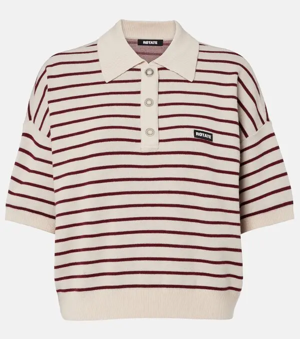 ROTATE BY BIRGER CHRISTENSEN Striped Knitted Polo Shirt