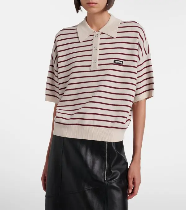 ROTATE BY BIRGER CHRISTENSEN Striped Knitted Polo Shirt