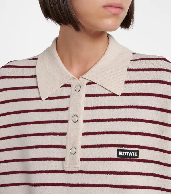 ROTATE BY BIRGER CHRISTENSEN Striped Knitted Polo Shirt