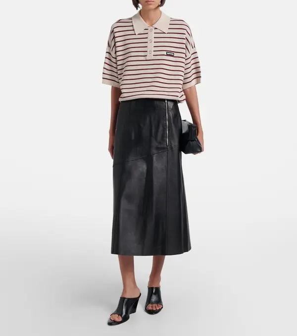 ROTATE BY BIRGER CHRISTENSEN Striped Knitted Polo Shirt