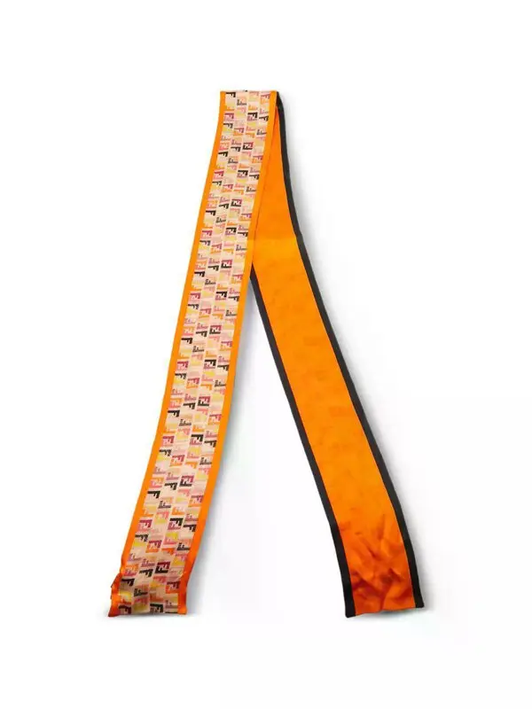 Fendi Zucchino Print Silk Bandeau Scarf - Orange