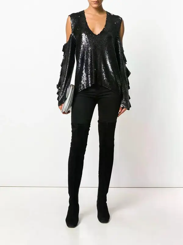 IRO PARIS Cut-out Sequin Blouse - Black
