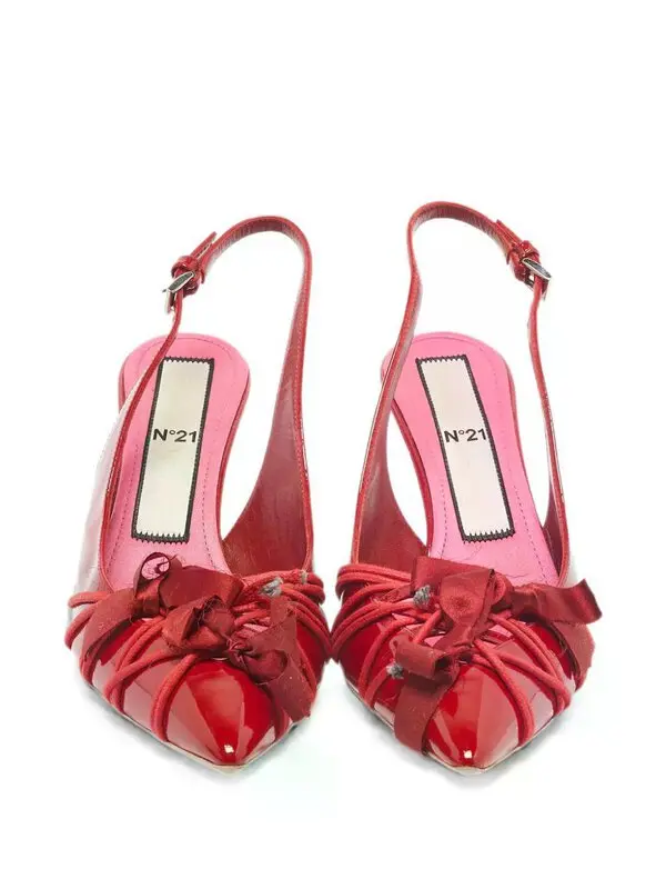 N°21 Lace-up Detail Buckle-fastening Slingback Kitten Heel Pumps