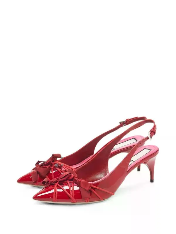 N°21 Lace-up Detail Buckle-fastening Slingback Kitten Heel Pumps