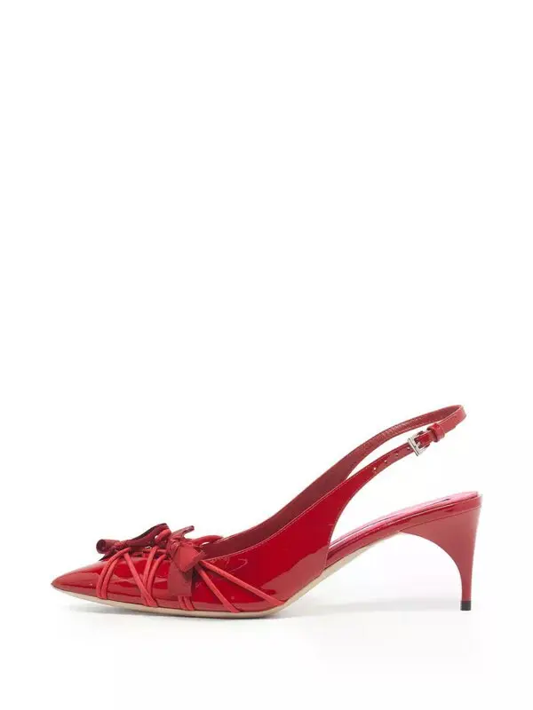 N°21 Lace-up Detail Buckle-fastening Slingback Kitten Heel Pumps - Red