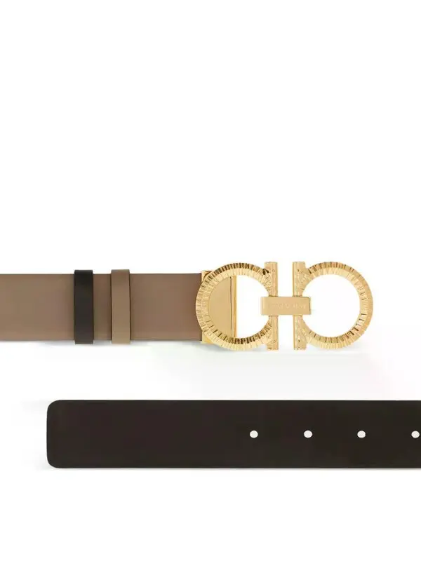FERRAGAMO Knurled Gancini Reversible And Adjustable Belt