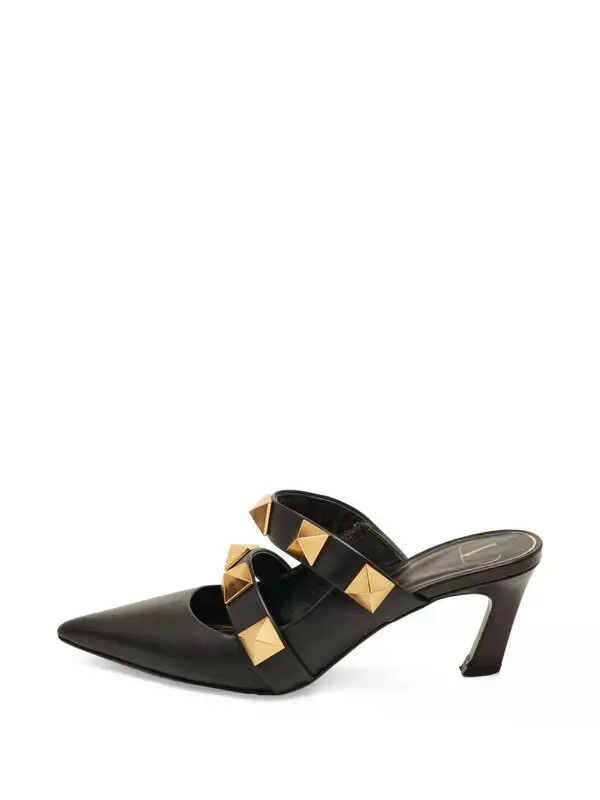 Valentino Garavani Roman Stud Leather Mules - Black