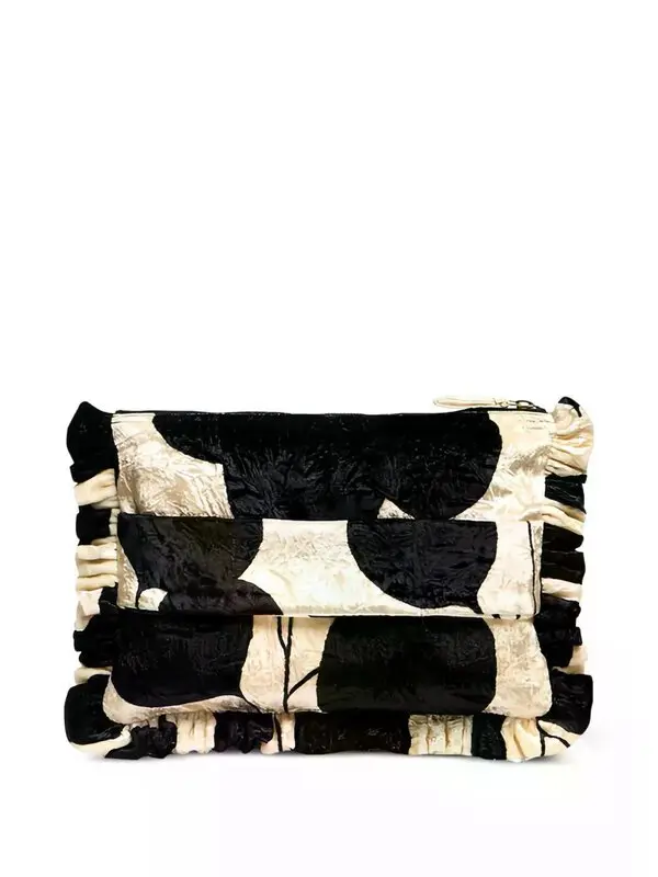 La DoubleJ Floral Print Ruffled Clutch Bag