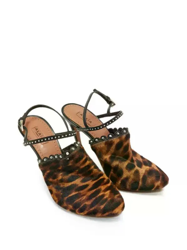 Alaïa Leopard-print Studded Ankle Strap Pumps
